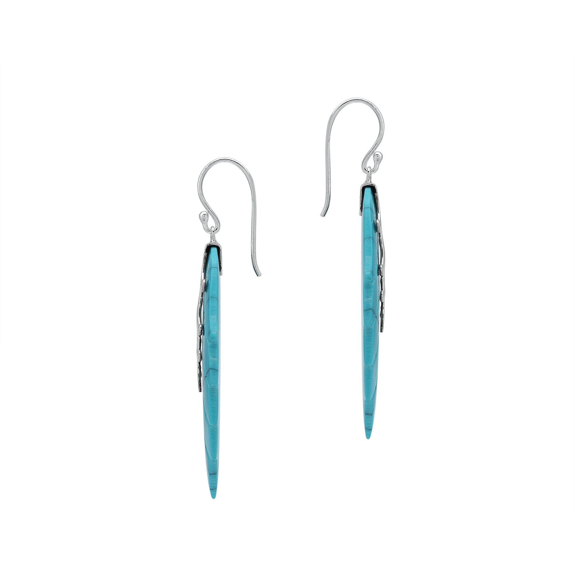 Sterling Silver Turquoise Shell Ocean Leaf Earrings For Women – Jewelry ...